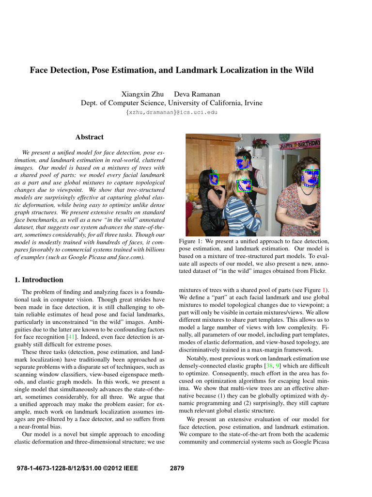 Face Detection Pose Estimation And Ieee Pdf Applied Mathematics Computational Science