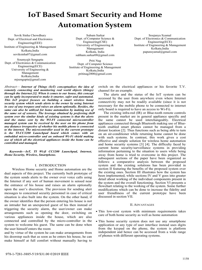 IoT Based Smart Security and Home Auto IEEE | PDF | Internet Of Things ...