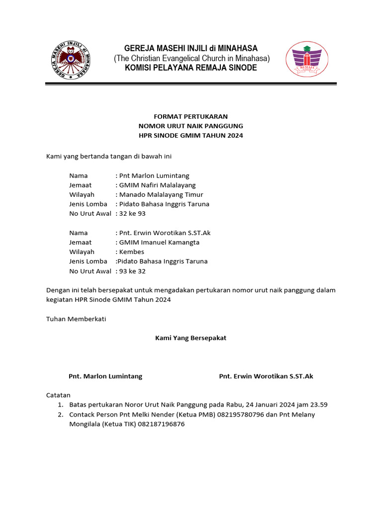 Form Pertukaran Nomor Urut Naik Panggung-2 Salinan 2 | PDF