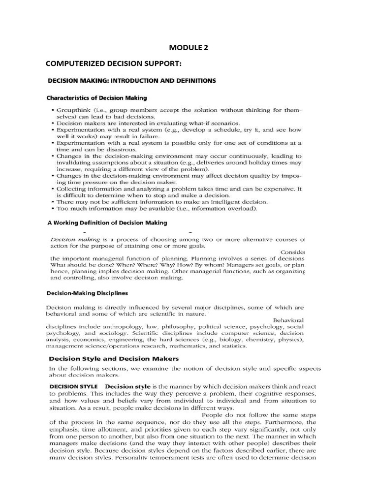Computerized Decision Support | PDF | Mathematical Model | Decision Making