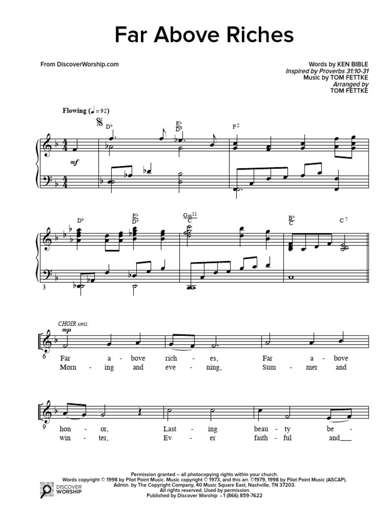 Far Above Riches - Vocals | PDF