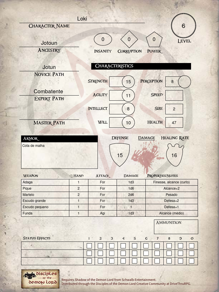 Sotdl Character Sheet PDF Free | PDF | Storytelling | Role Playing