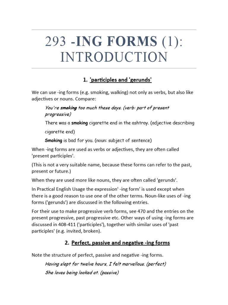 Ing Forms Peu Format | PDF | Verb | Adjective