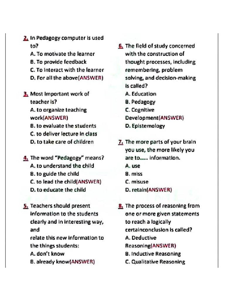 150 Solved Mcqs of Pedagogy | PDF 150 Solved Mcqs of Pedagogy | PDF