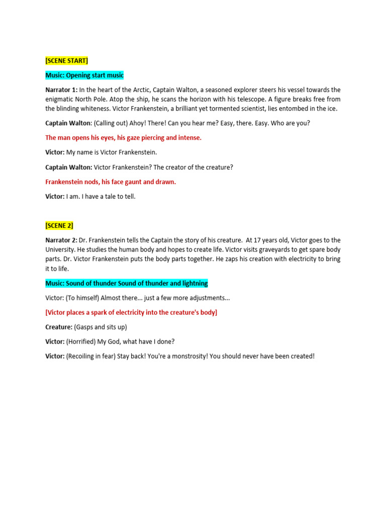 Frankenstein Script | PDF | Frankenstein