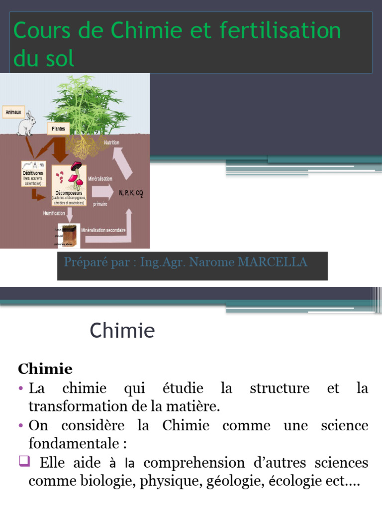 Cours de Chimie Et Fertilisation Du Sol Power Troisieme Annee | PDF ...
