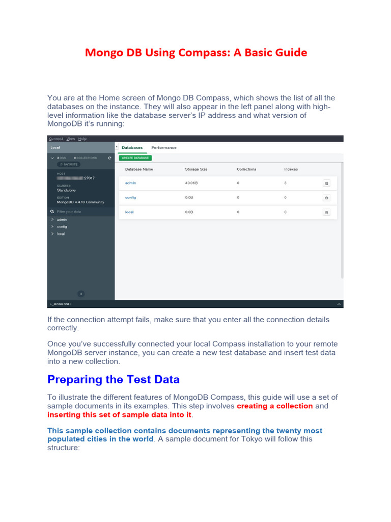 Mongo DB Using Compass | PDF