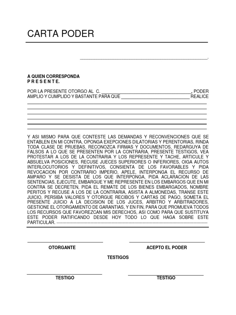 Carta - Poder Papeleria | PDF