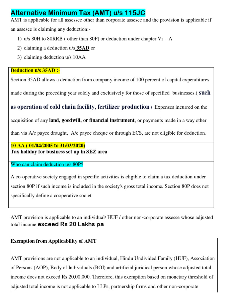 Amt Deduction Debjani Anjali | PDF | Alternative Minimum Tax | Tax Deduction