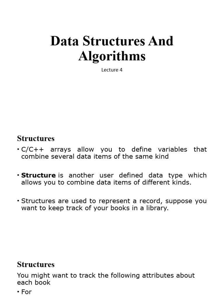 Lecture 4 Structures and Pointers | PDF Lecture 4 Structures and Pointers | PDF