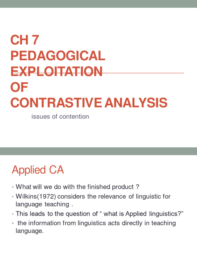 CL - Pedagogical Exploitation of Contrastive Analysis | PDF CL - Pedagogical Exploitation of Contrastive Analysis | PDF