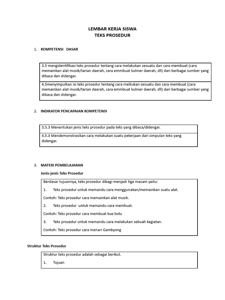 LEMBAR KERJA SISWA Teks Prosedur | PDF | Karier & Perkembangan