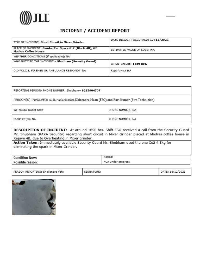 Incident Report - Block 4B 17-12-23 | PDF