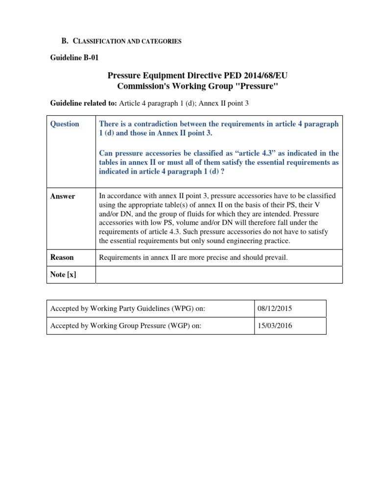PED 2014 68 Eu Classification and Categories | PDF | Heat Exchanger ...