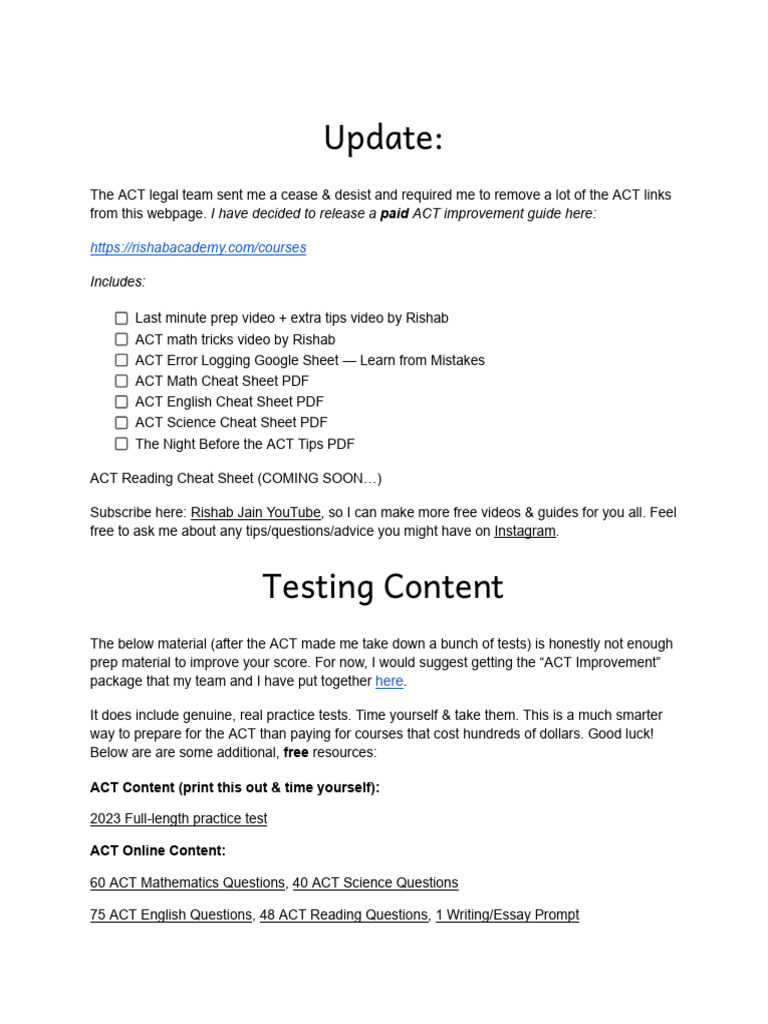 Rishab Jain ACT | PDF