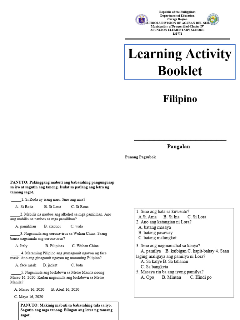 Learning Activity Booklet | PDF
