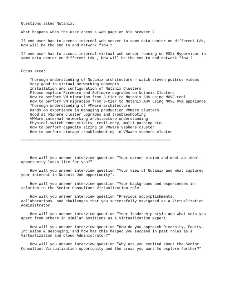 Interview Questions Nutanix | PDF