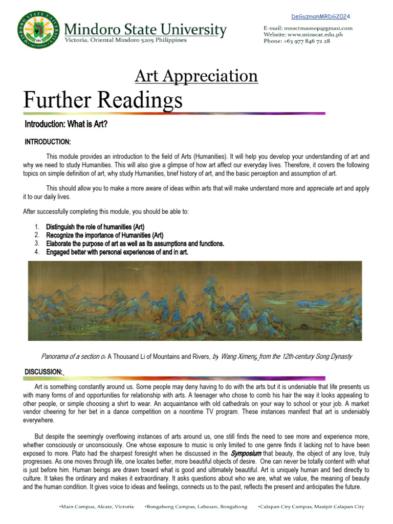 Further Readings. 1 2. Art - App. | PDF | The Arts | Imagination