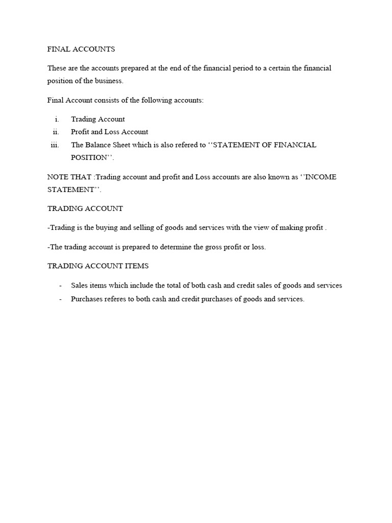 Grade 9 ACCOUNTS NOTES | PDF | Cost Of Goods Sold | Income Statement