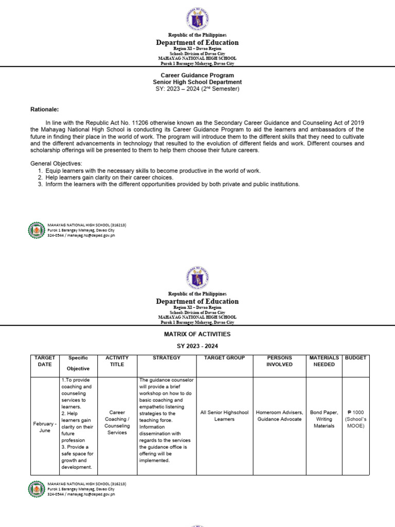 Genelsa Erick A. Career Guidance SAMPLE | PDF | Learning