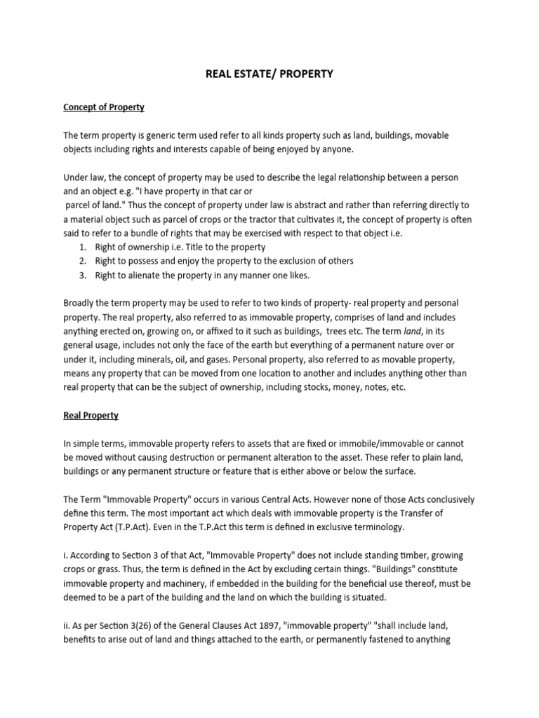 Notes Real estate-TPA | PDF