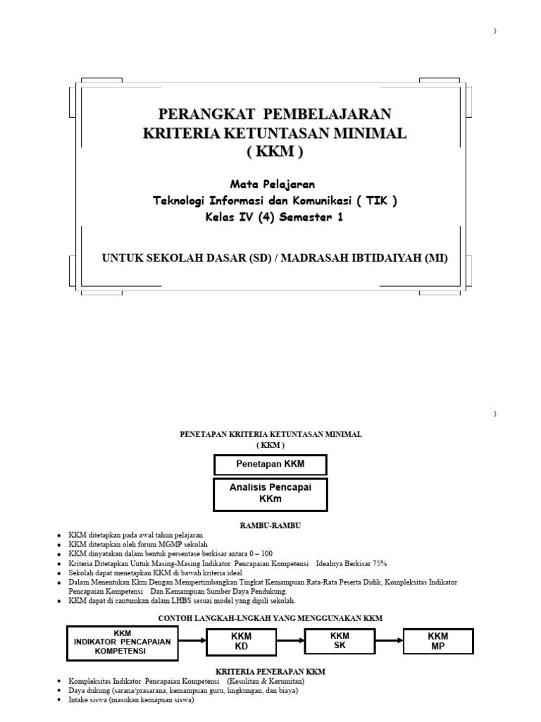 KKM Komputer Kelas 4 Semester 1-2 | PDF
