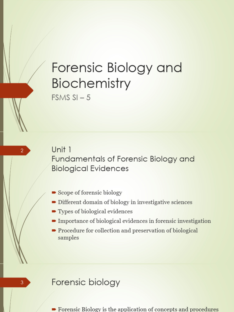 Unit 1 Forensic Biology and Biochemistry | PDF | Science & Mathematics