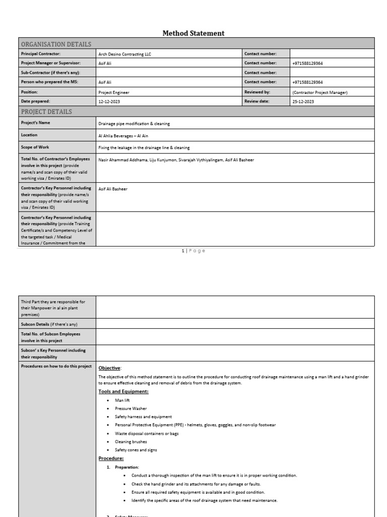 Method Statement | PDF