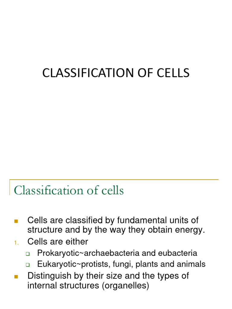 Classification of Cells | PDF | Cell (Biology) | Eukaryotes