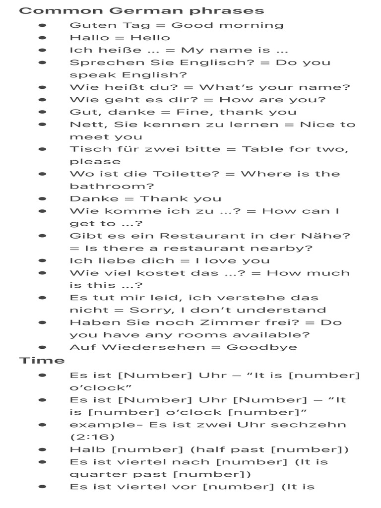 Common German Phrases | PDF