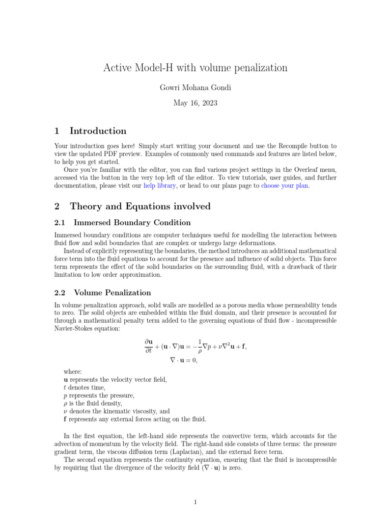 Active Model H With Volume Penalization | PDF | Fluid Dynamics | Navier–Stokes Equations