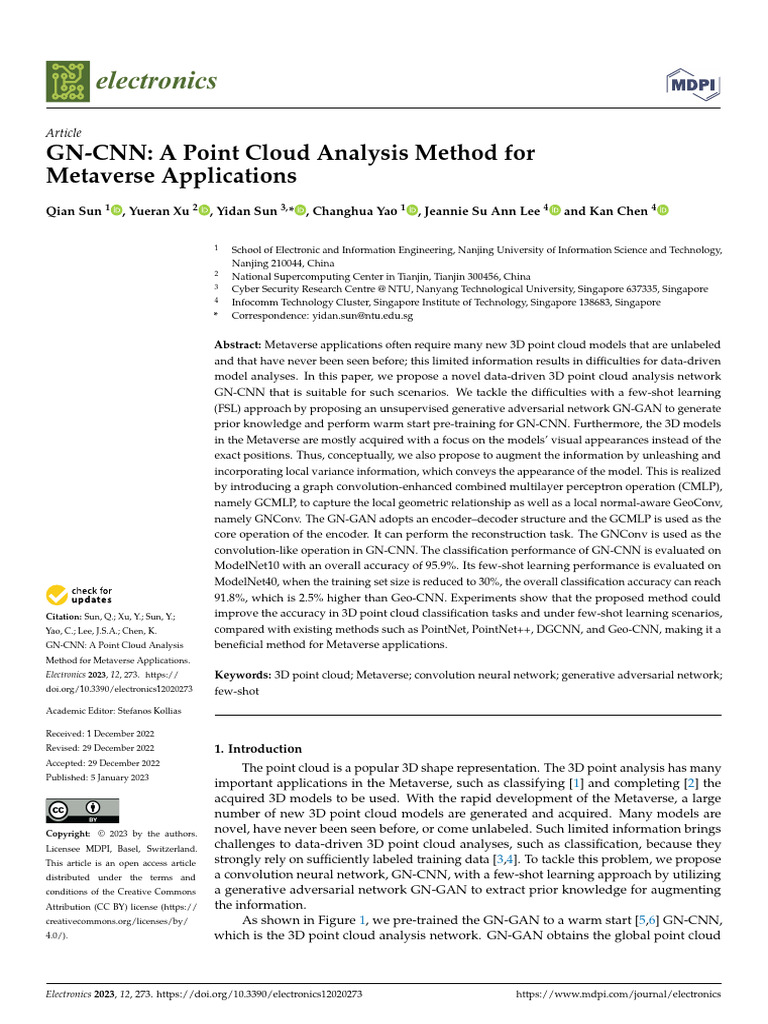 GN-CNN: A Point Cloud Analysis Method For Metaverse Applications | PDF | Deep Learning ...