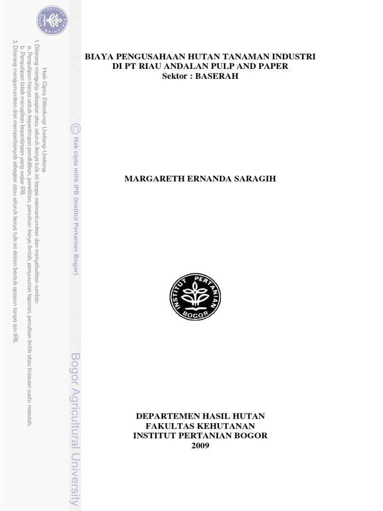 Biaya Pengusahaan HTI PT. Riau Pulp and Paper | PDF