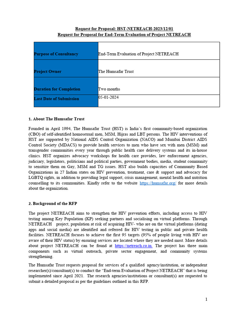 RFP - End-Term Evaluation | PDF | Evaluation
