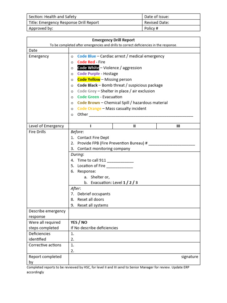 Emergency Drill Report | Download Free PDF | Emergency | Occupational ...