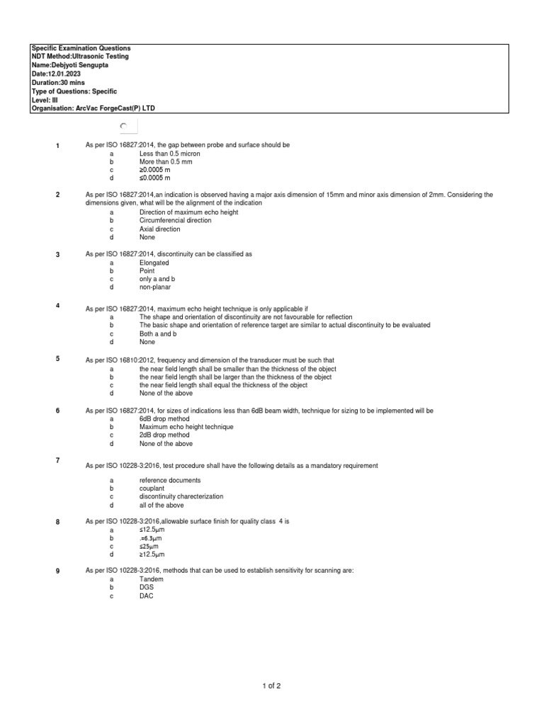 UT Specific Questions DJG | PDF | Applied And Interdisciplinary Physics | Physical Sciences