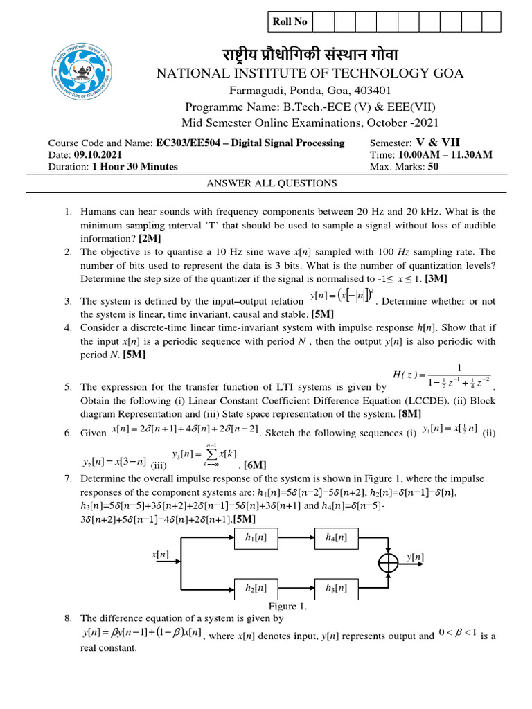 DSP Online Mid Exam 2021 | PDF