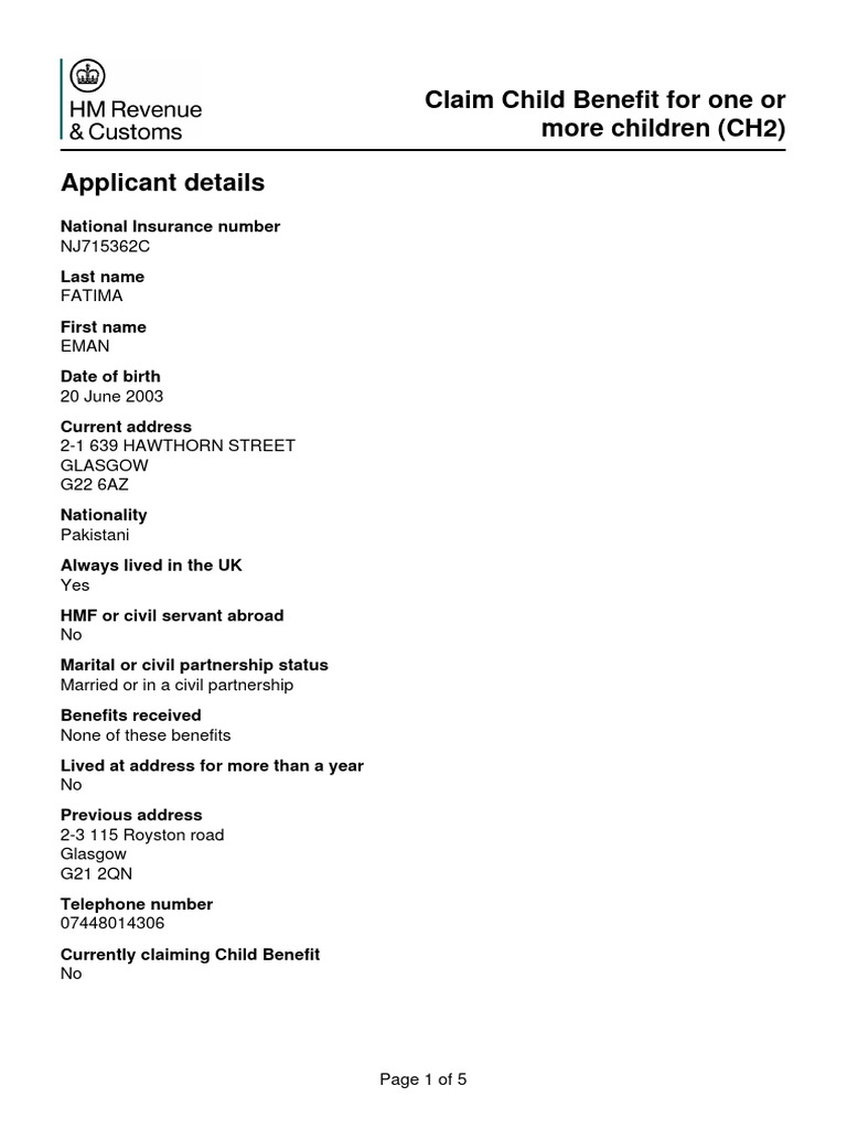Claim Child Benefit by Post | PDF