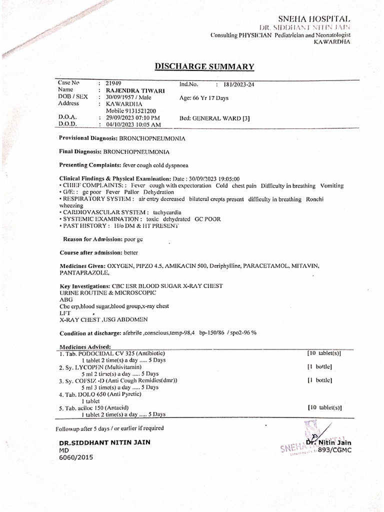 Discharge Summary | PDF