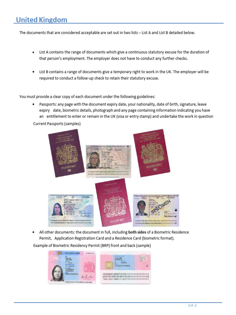 UK Right to Work Document Guidelines | PDF | Passport | Travel Visa