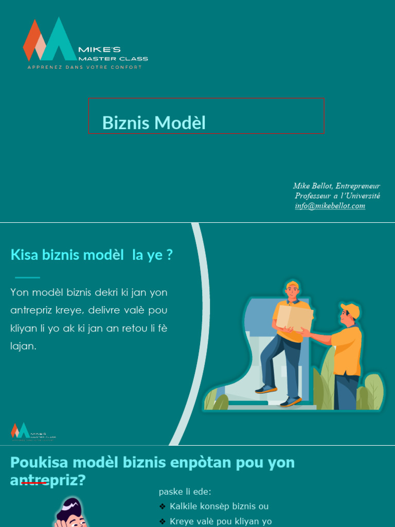 Biznis Modèl: Mike Bellot, Entrepreneur Professeur A L'université | PDF