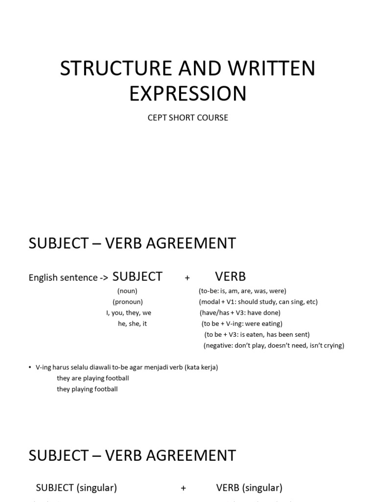 STRUCTURE AND WRITTEN EXPRESSION | PDF | Verb | Subject (Grammar)