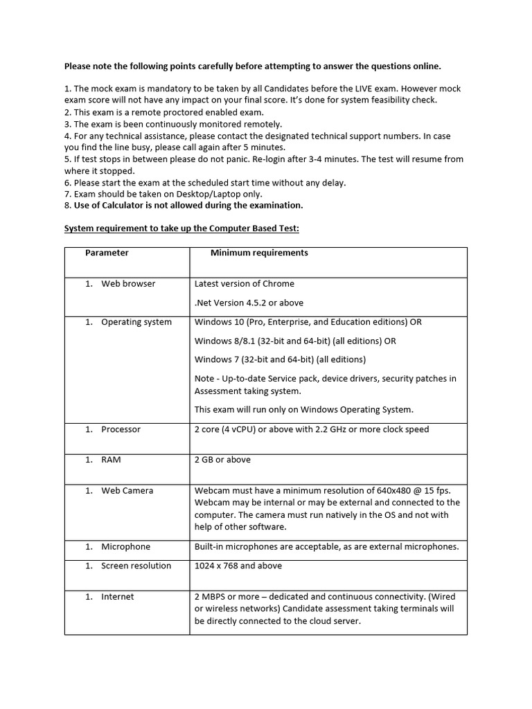 Remote Exam Guidelines for Candidates | PDF