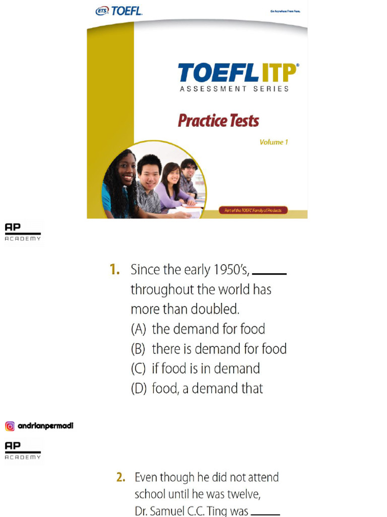 Practice Test A Structure ETS Volume 1 | PDF