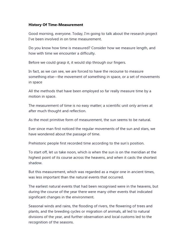 Transcript History of Time-Measurement | PDF | Clock | Time