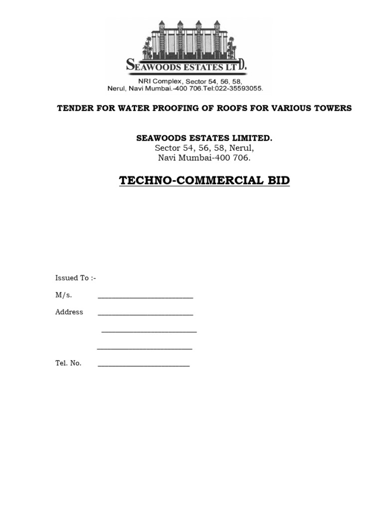 Seawoods Waterproofing Tender Document | PDF | Concrete | Specification ...