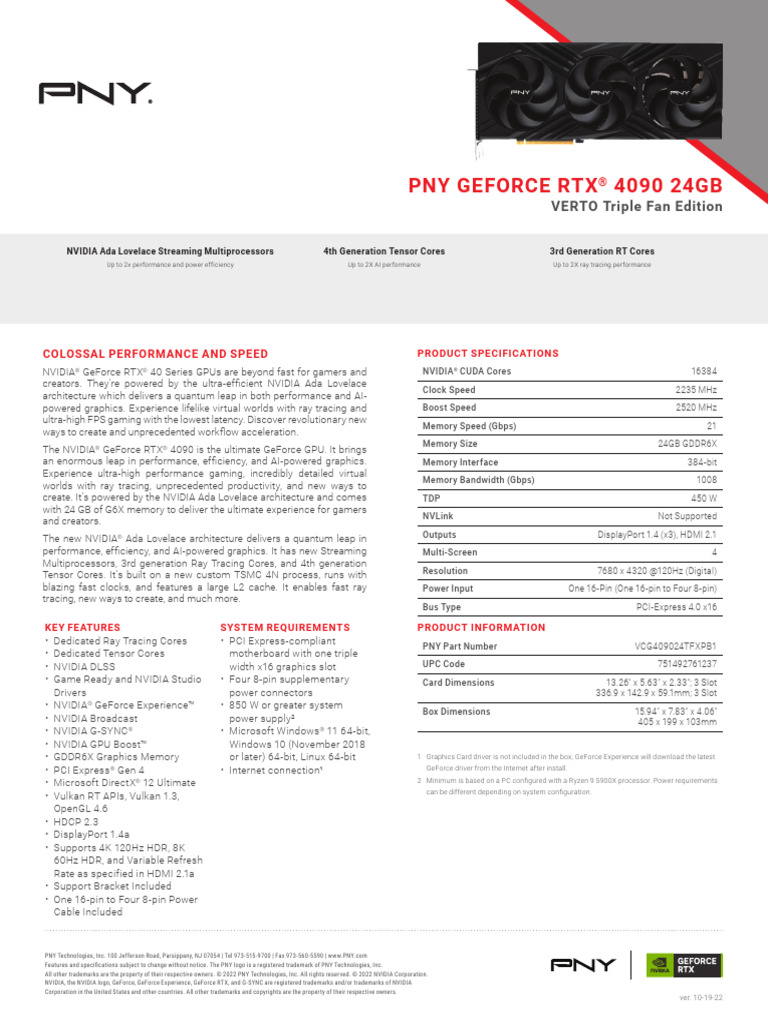 Pny Geforce RTX 4090 24gb TF B | PDF | Graphics Processing Unit ...