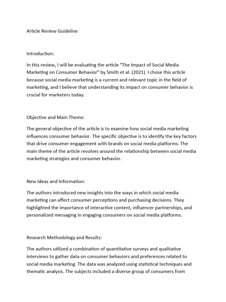 Article Review Guideline | PDF | Consumer Behaviour | Social Media Article Review Guideline | PDF | Consumer Behaviour | Social Media