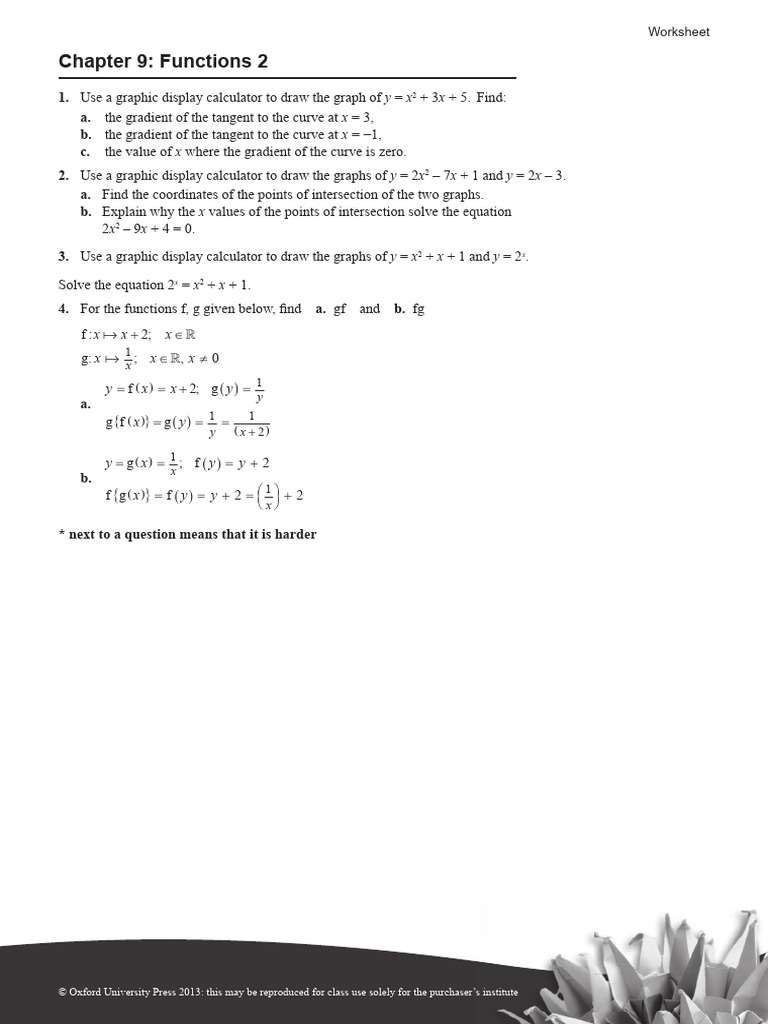 0607 Worksheet9 | PDF | Tangent | Gradient