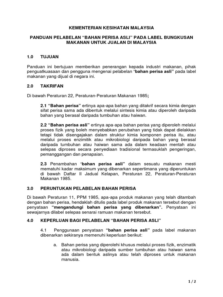G.panduan Pelabelan "Bahan Perisa Asli" BM | PDF